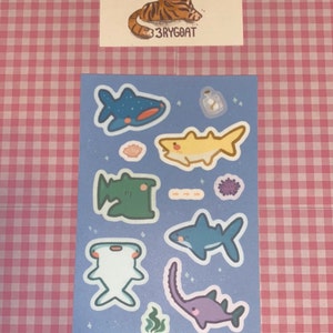 Kawaii Shark Sticker Sheet Cute Whale Shark Sticker Pack Hammerhead Shark Art Cute Shark ...