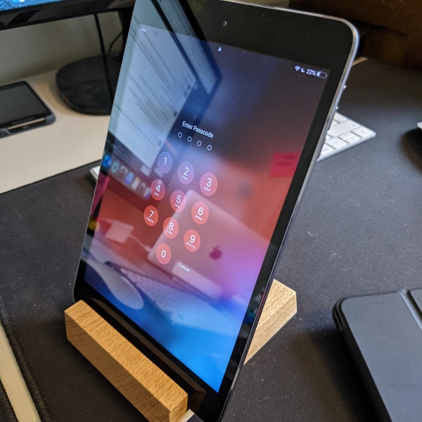 Wooden iPad Stand - Square Holder in Natural Oak Wood, Personalization ...