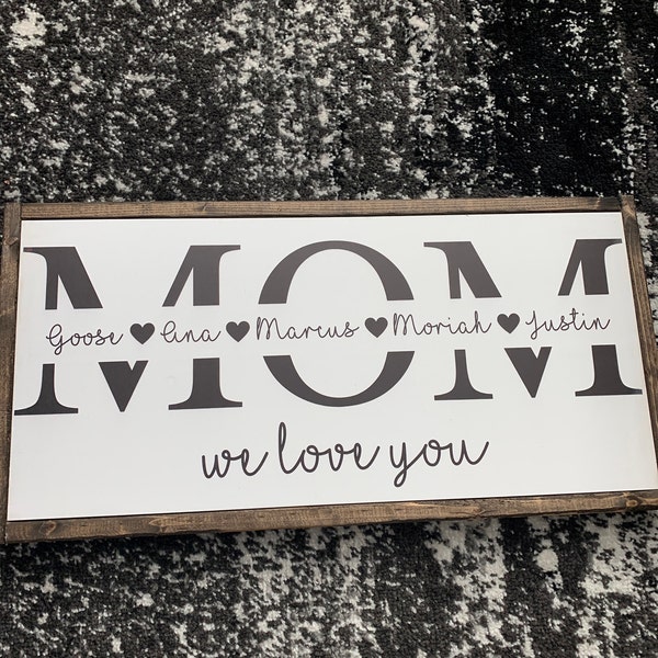 Mom Sign With Kids Names, Mothers Day Gift, Personalized Gift for Mom ...