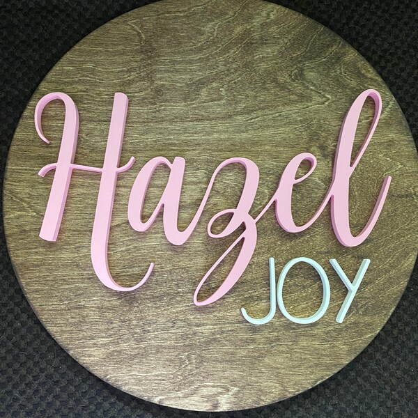 Nursery Name Sign, 12-36 Inch, Baby Shower, Round Plaque, Personalized ...
