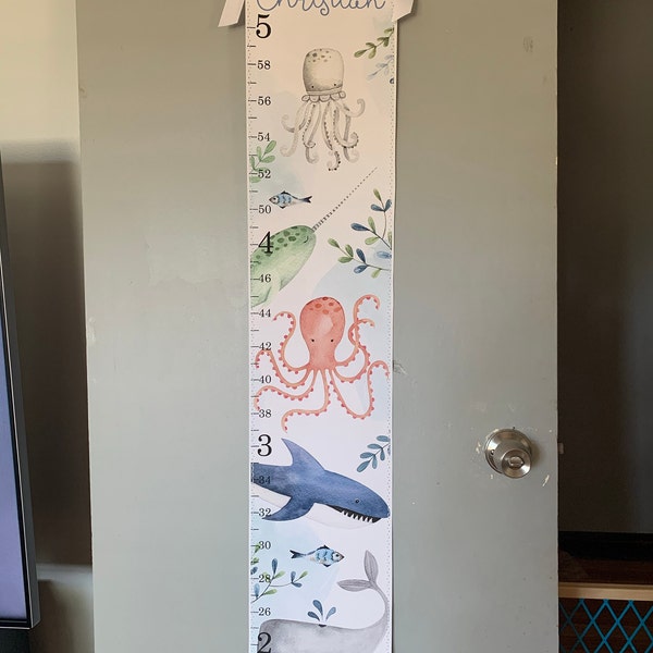 Canvas Growth Chart, Whale Growth Chart, Under the Sea Growth Chart ...
