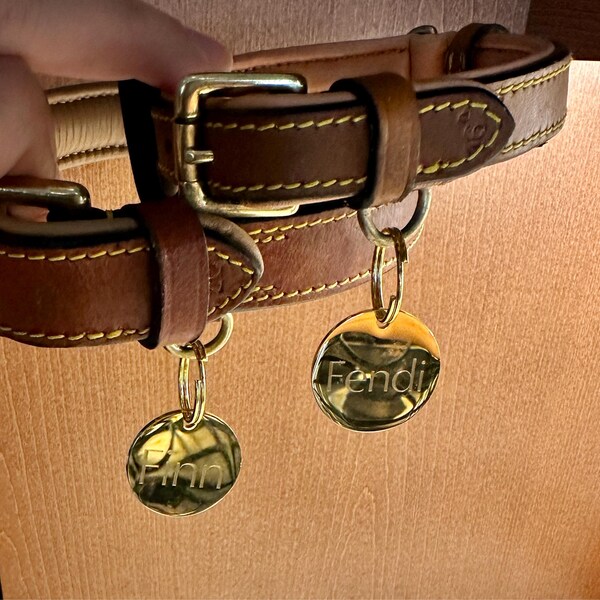 Personalized Gold Dog Tag Custom Engraved ID for Dogs Microchip ...