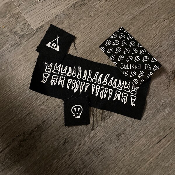 Teeth Patch, Print on Black Cotton Canvas, Occult Patch, Jaw Patch ...