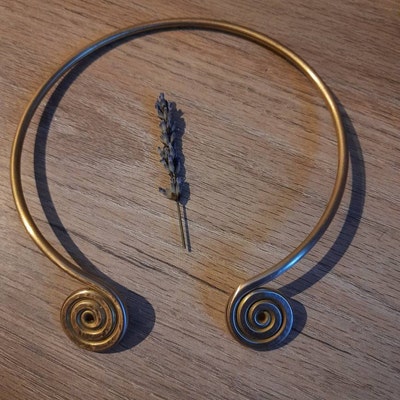 Viking Torc Necklace, Celtic Spiral Brass Torq, Historical Reenactment ...