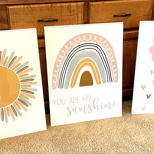 Pastel Rainbow You Are My Sunshine Printable Wall Art, Sun Print, Cloud ...