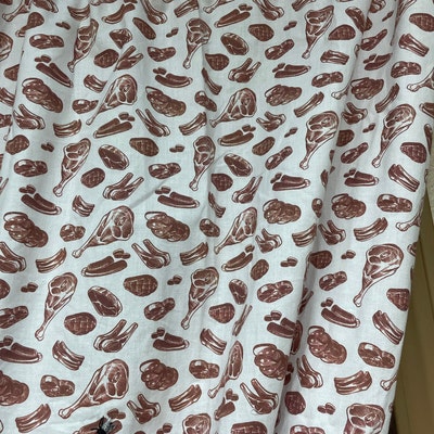 Hand Drawn Assorted Meats Fabric - Etsy
