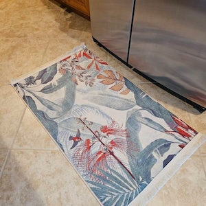 Black Rug With Flower, Pink Roses Non Slip Carpet, Stylish Washable ...