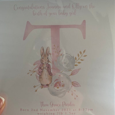 Personalised Peter Rabbit New Baby Card, New Baby, Personalised Card ...