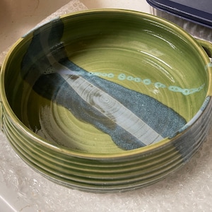 Green Pottery Baker Casserole Dish Pottery Handmade Bakeware Green ...