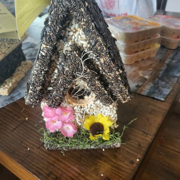 Edible Bird Home, Birdseed Birdhouse, Bird Seed House, Handmade Bird ...