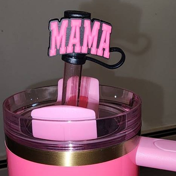 Varsity Mama Straw Topper, Pink Mama Straw Cap, Mama Straw Topper, Cute ...