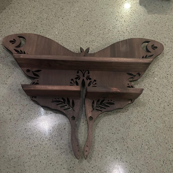 Coppermoon Brown Luna Moth Shelf, Luna Moth Lamp, Luna Moth, Wooden ...