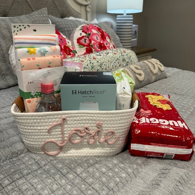 Baby Shower Personalized Gift Basket, Baby Gift Basket Rope Cotton ...
