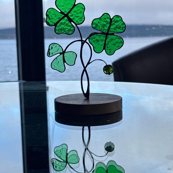 Stained Glass Four Leaf Clover, Table Decor Suncatcher, Lucky Shamrock ...