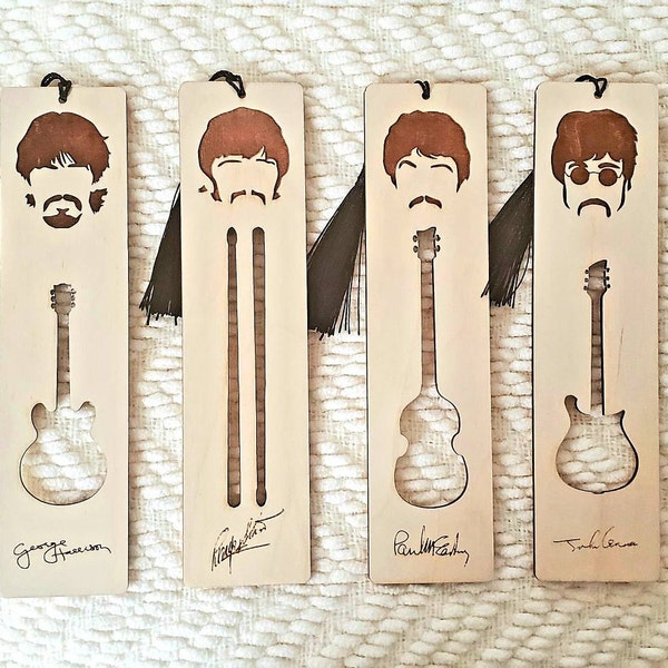 The Beatles Bookmark Set: Engraved Birch Wood, Personalized Tassel - Etsy