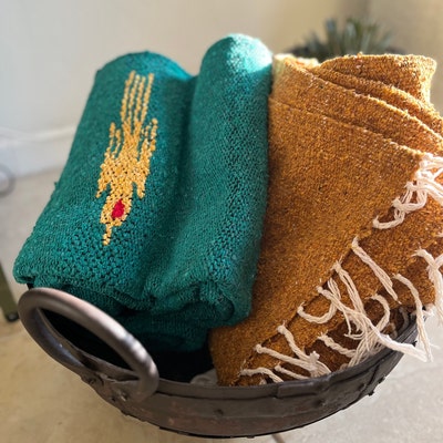 Premium Saltillo Serape Striped Earth Tones Fringed Throw Blanket by ...