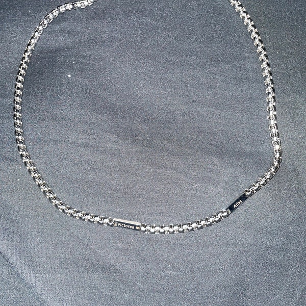 Personalized Dad Necklace - Custom Silver Chain With Engraved Charms ...