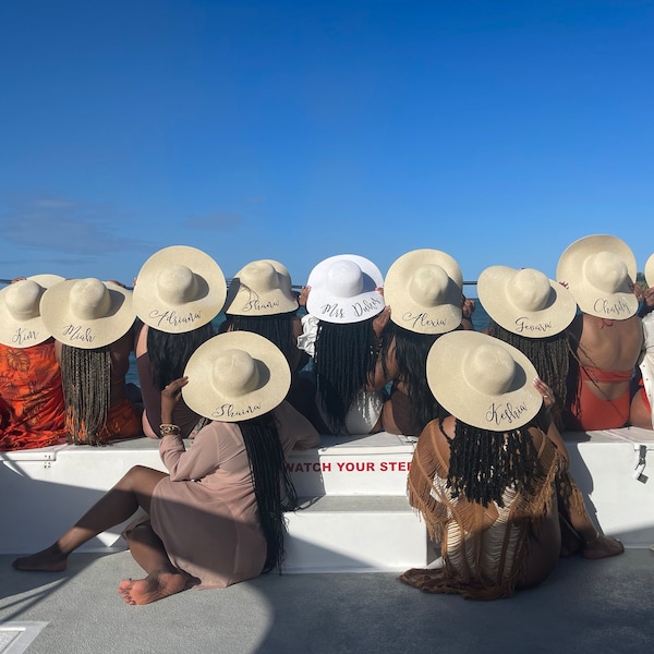 Bride Beach Hat - Personalized Bride Sun Hat - Bachelorette Party Hats ...
