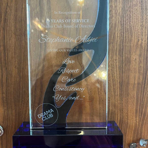Crystal Helping Hands Award 5 3/4"w X 8 3/4"h by Haertling Engraved and ...