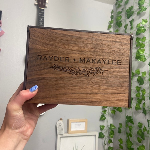 Custom Memory Wooden Laser Engraved Box, Christmas Gift Personalized ...