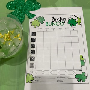 St. Patrick's Day Bunco Score Sheet, March Bunco Party Printable, Bunco ...