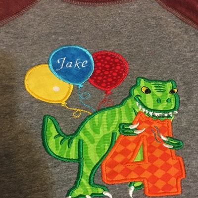 T-rex Dinosaur Birthday Numbers Set 1-6 Applique Machine Embroidery ...