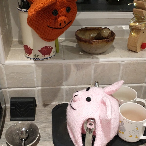 Hand-knitted Cornishware Cat Tea Cosy - Etsy UK