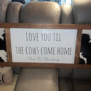 Genuine Cowhide Wood Sign, Customizable Rustic Sign, Rustic Decor ...