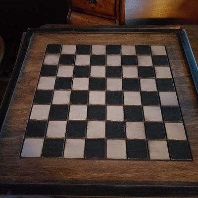 Wood Checkerboard Handmade-black and White Wood Checkerboard ...