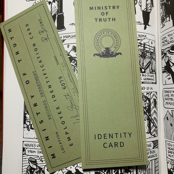 George Orwell's 1984 Bookmark - Winston Smith's Employee ID - Etsy