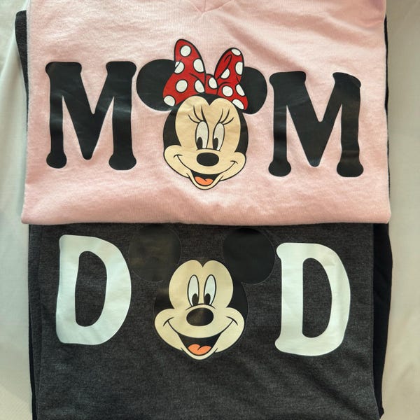 Minnie Mom Mickey Dad Tee Shirt, Family Couple Matching Outfits, Disney ...