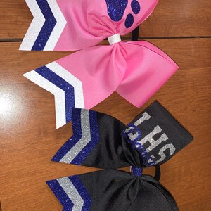 Blue Black White and Silver Paint Drip Cheer Bow/dance - Etsy