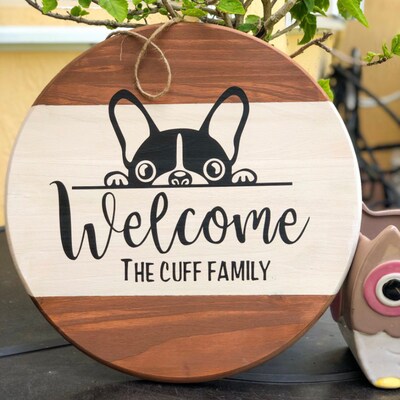 Welcome Family Name Sign Dog Lovers Porch Sign Gift Pet Lover ...