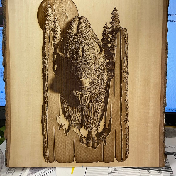 Digital Design File - Bison - Glowforge - Laser Ready - Engrave - SVG ...