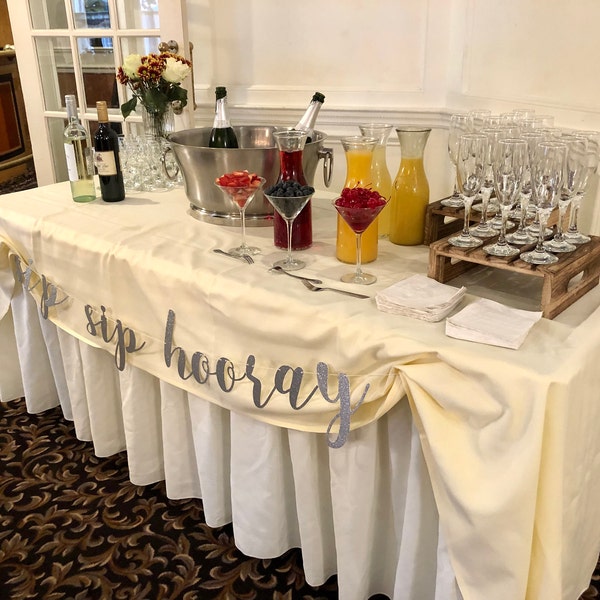 Sip Sip Hooray Banner, Celebration Banner, Drink Table Banner, Gold ...