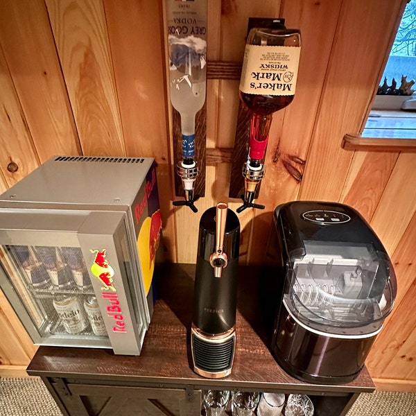 Bourbon Barrel Liquor Dispenser: Wall Mount Double Dispenser, Man Cave ...