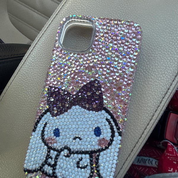 Handmade Blinged Out Glass Rhinestones Pink Bow Kitty Cell Phone Case ...