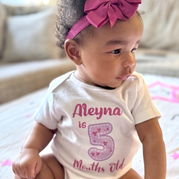 Baby Monthly Milestone Personalized Onesies, Personalized Baby Bodysuit ...
