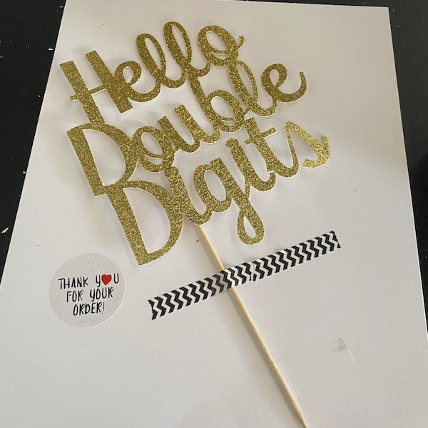 Hello Double Digits Cake Topper, 10th Birthday Cake Topper, Double ...