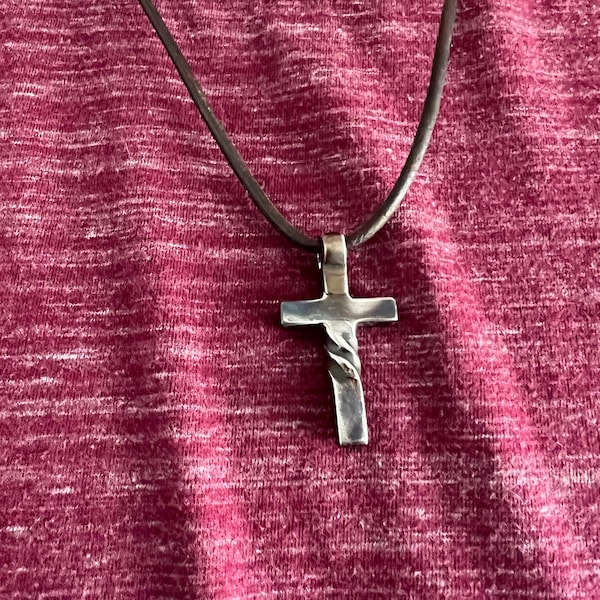 100% Pure Silver Twist CROSS PENDANT Hammered Finish. Made in America ...
