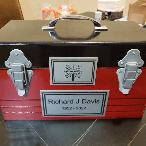 Red Toolbox Human Funeral Cremation Urn With Personalized Plaque ...