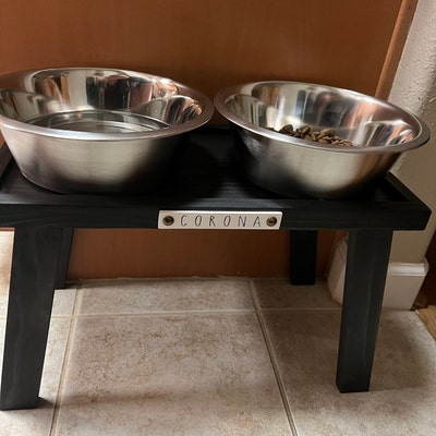 Modern Elevated Dog Feeder Pretty Girl Dog Bowl Stand Personalized ...