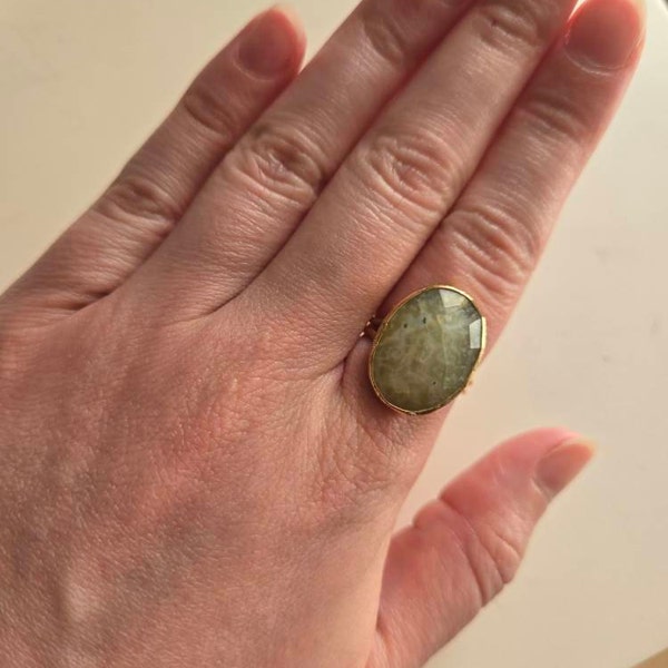 Natural Smoky Quartz Gold Ring,brown Crystals Ring, Bezel Set Smoky ...