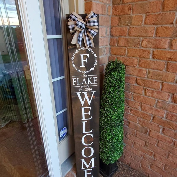 Monogram Welcome Sign for Front Porch, Personalized Last Name Sign ...