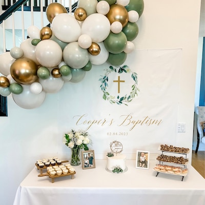 Baptism Decorations Backdrop, Rustic Baptism, Baptism Banner, Baptism ...