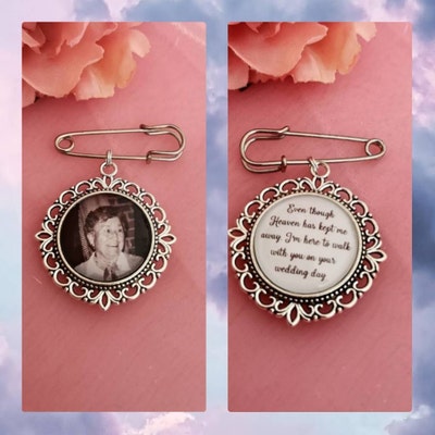 A Double Sided Memory Pin for a Bride or Groom, for a Bouquet or Suit ...