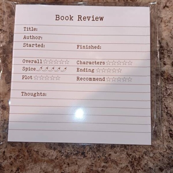 Book Review Sticky Notepad: Bookworm Reading Journal (3x3) - Etsy