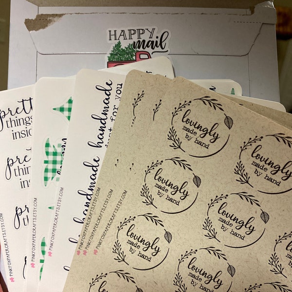 Lovingly Made by Hand, Etsy Sticker, Handmade Gift, Shipping Sticker ...