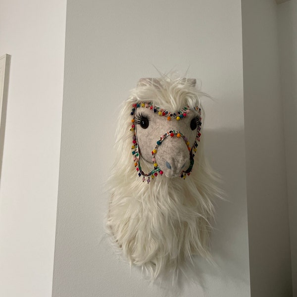 Sheep Head Faux Taxidermy Handmade Fabric Lamb Wall Mounted Ewe Head ...