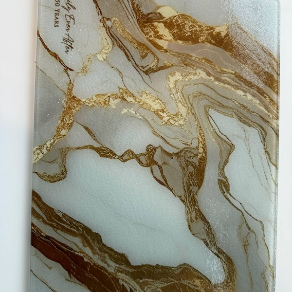 Blue Ocean Marble-design Glass Cutting Board Charcuterie Board ...